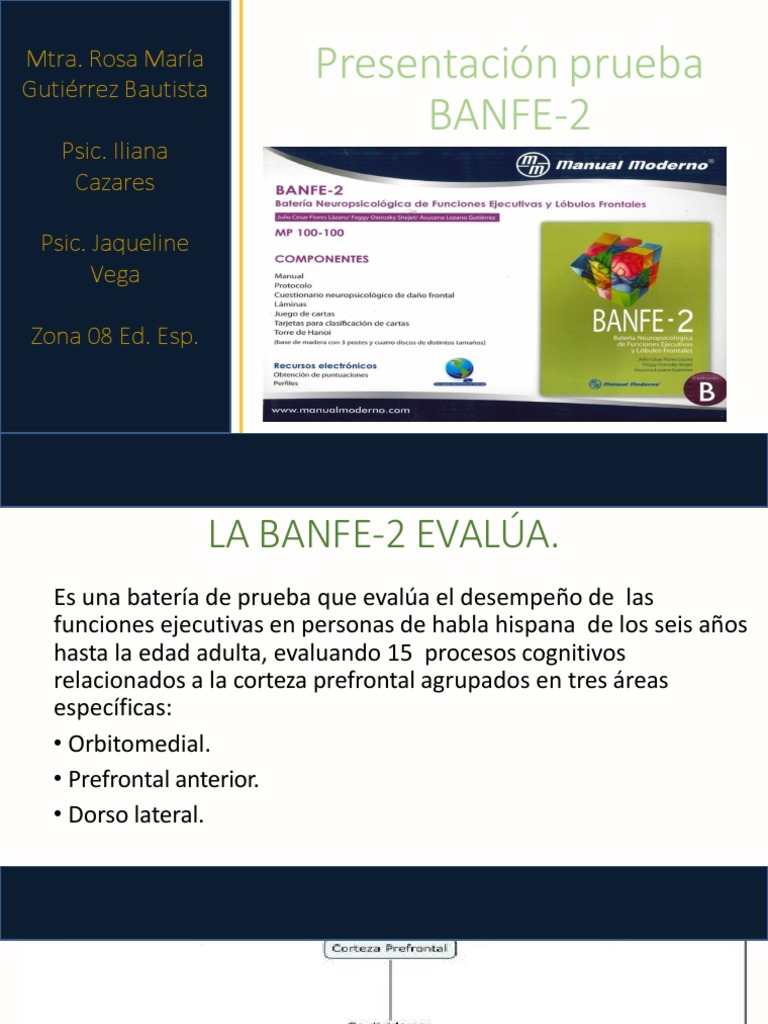 BANFE 2 - Diapositivas Integradas2 | PDF | Funciones ejecutivas | Corteza prefrontal