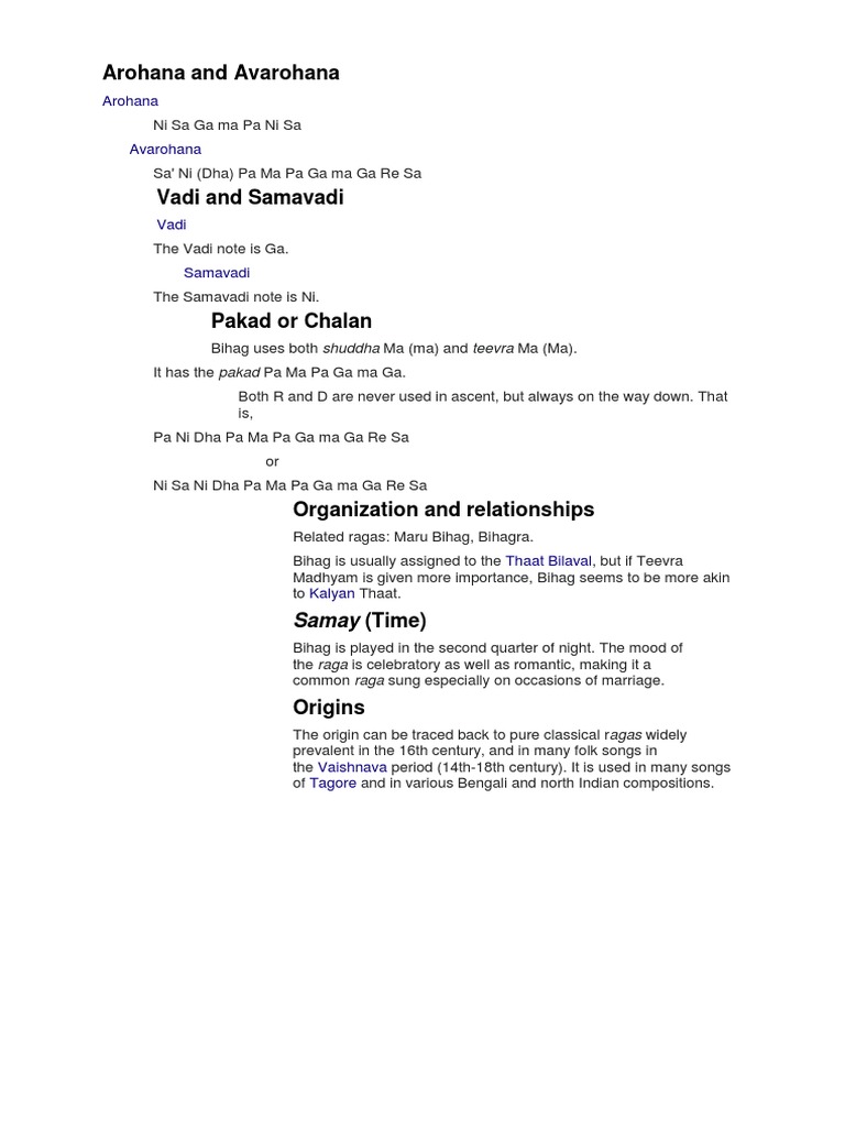 Arohana and Avarohana | PDF