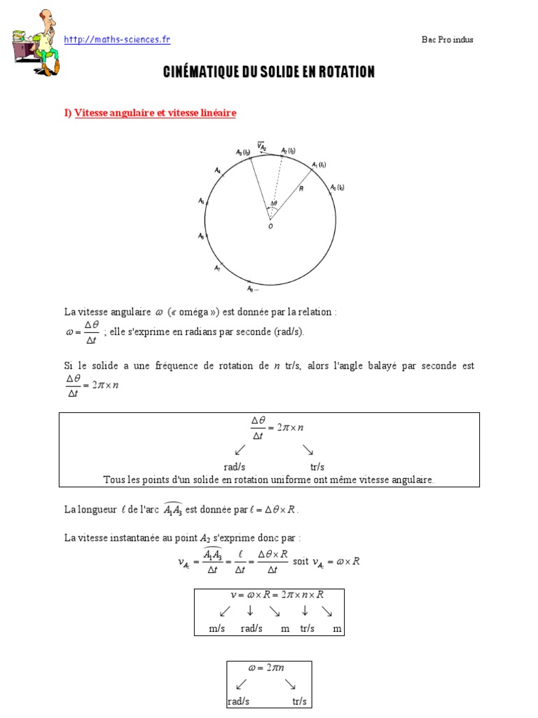 Cinématique du Solide en Rotation | PDF | Mouvement de rotation | Accélération