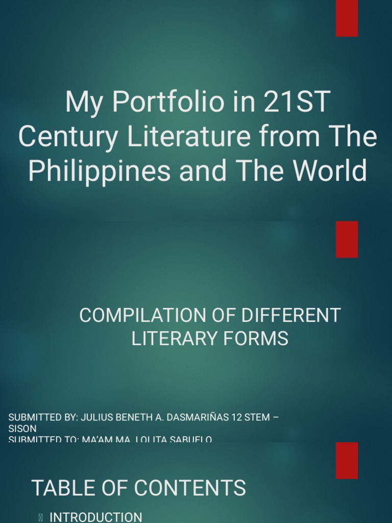 My Portfolio in 21ST Century Literature From The Philippines and The ...