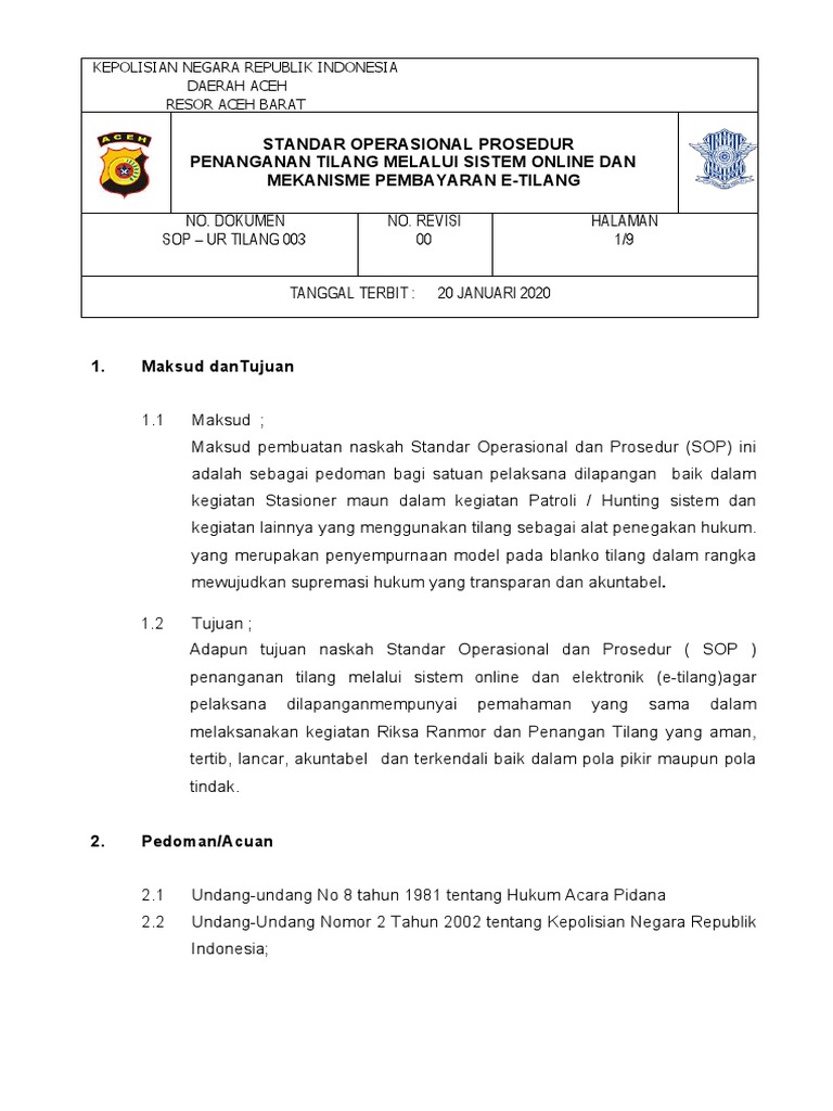 Sop E-Tilang Polres Abar | PDF