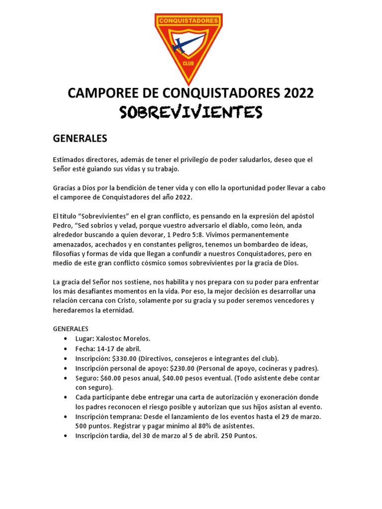 Camporee de Conquistadores 2022 | PDF