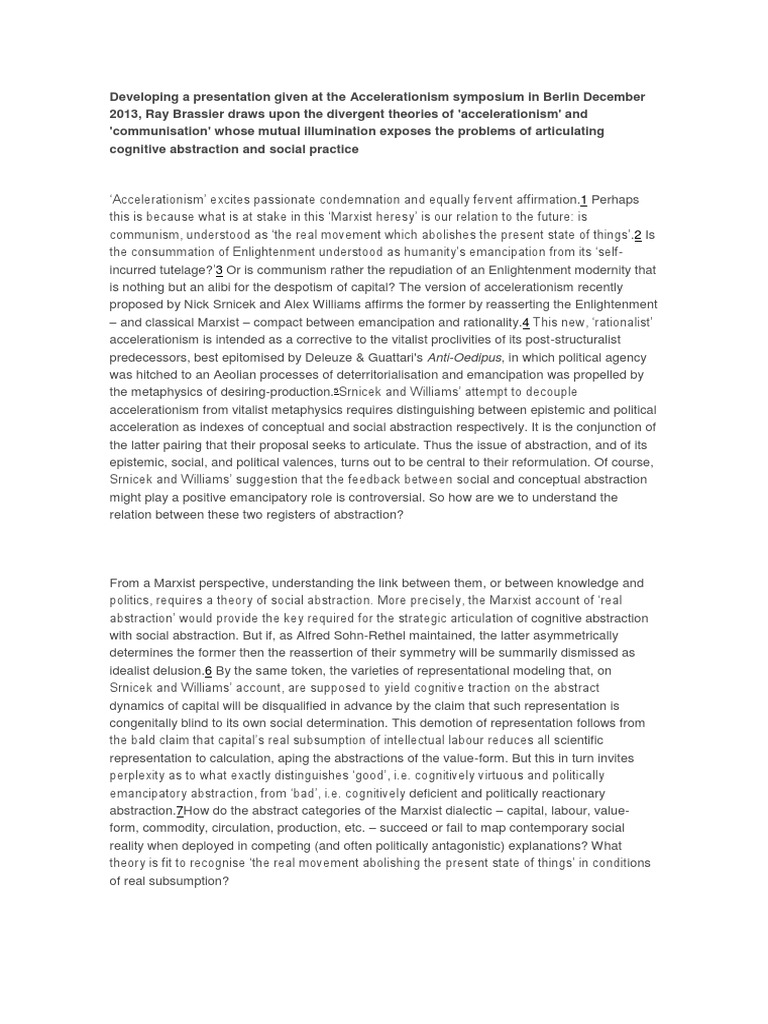 Wandering Abstraction - Ray Brassier | PDF | Capitalism | Karl Marx