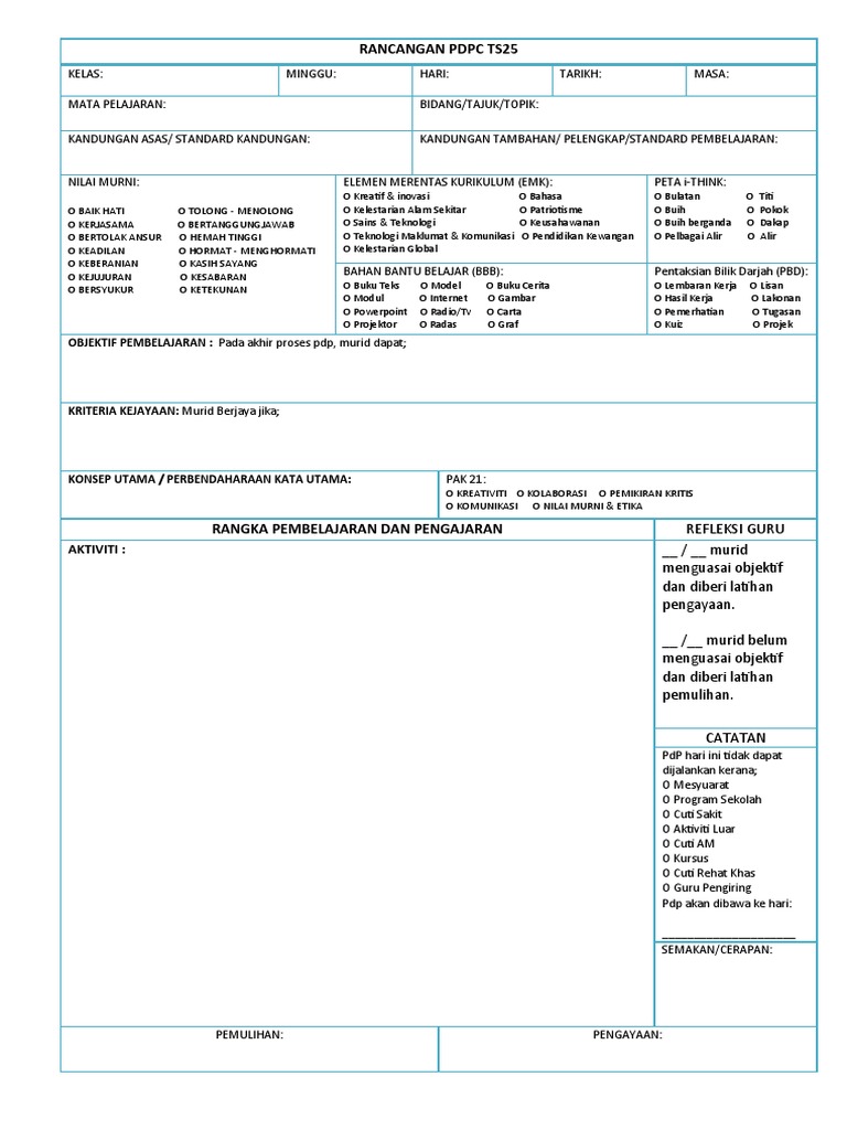 Template Rancangan PDPC TS25 | PDF