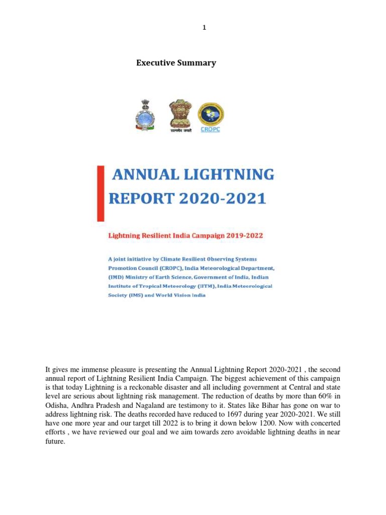 Annual Lightning Report 2020-2021 (Executive Summary) | PDF | Lightning ...