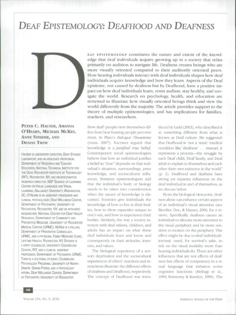 Deaf Epistemology 1 | PDF | Hearing Loss | Epistemology