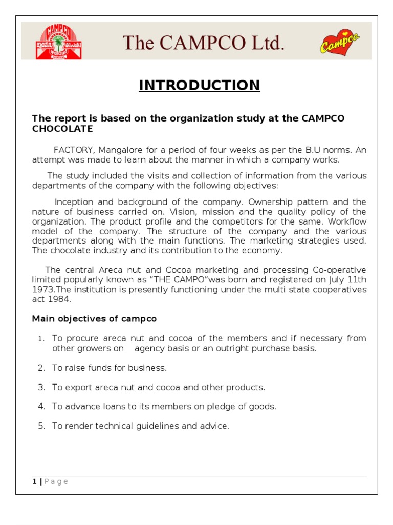 An Organizational Study of the CAMPCO Chocolate Factory: Analyzing its ...