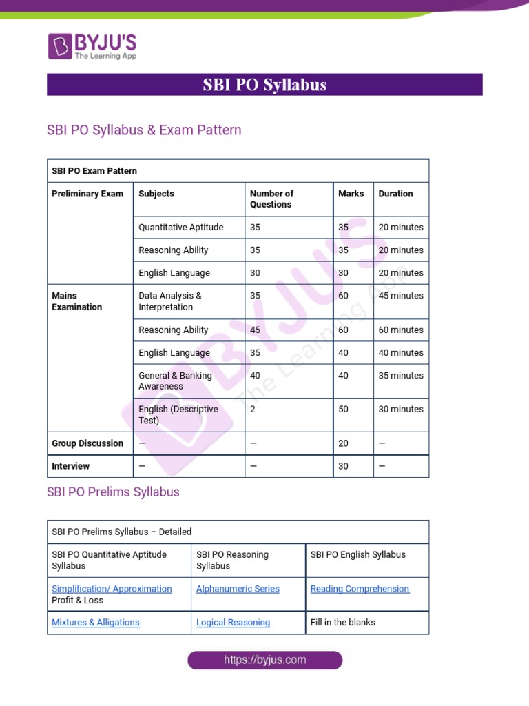 SBI PO Syllabus and Exam Pattern | PDF | Data | Data Analysis