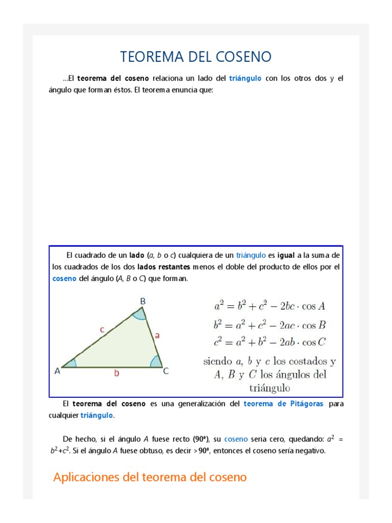 Teorema Del Coseno | PDF
