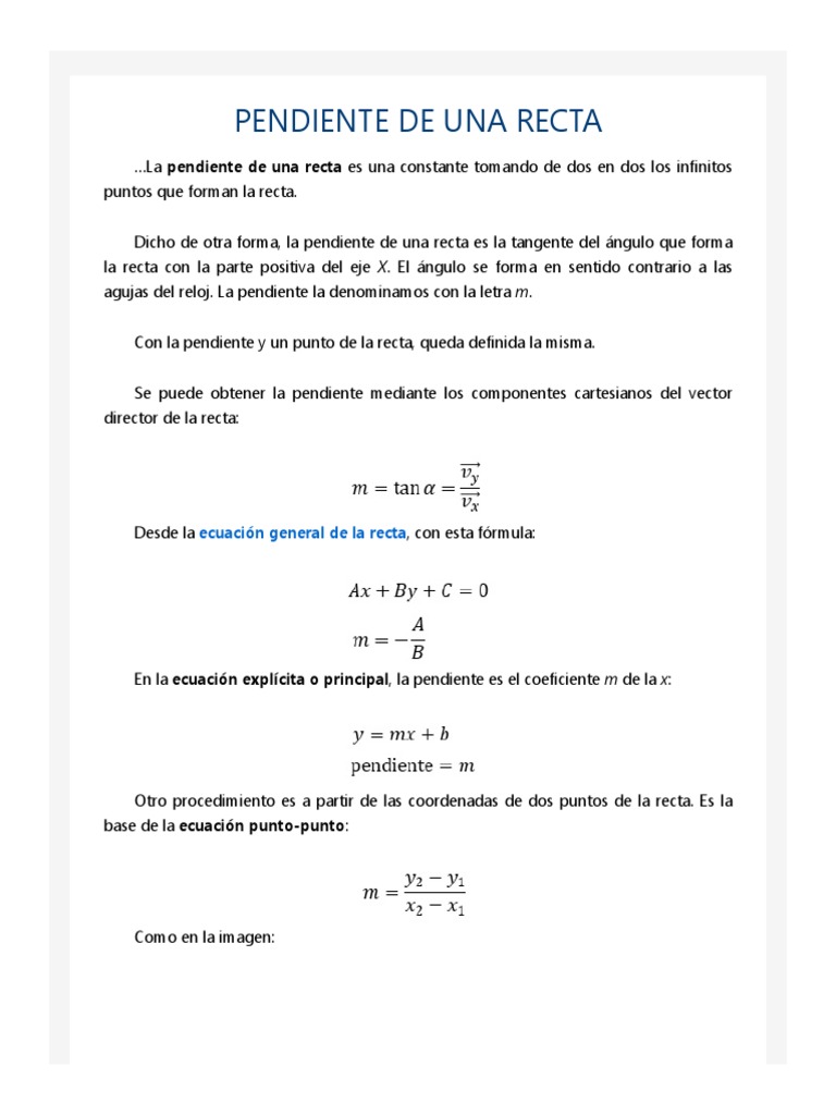 Pendiente de Una Recta | PDF | Pendiente | Línea (geometría)
