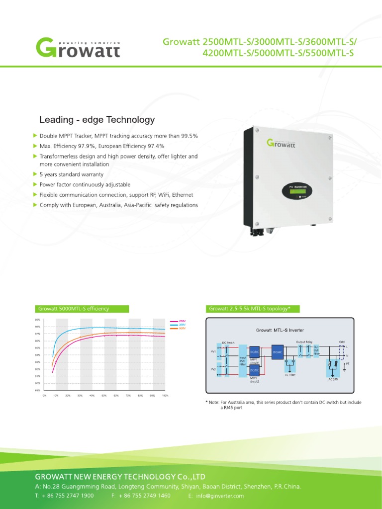 Growatt 2500 5500mtl S Datasheet | PDF