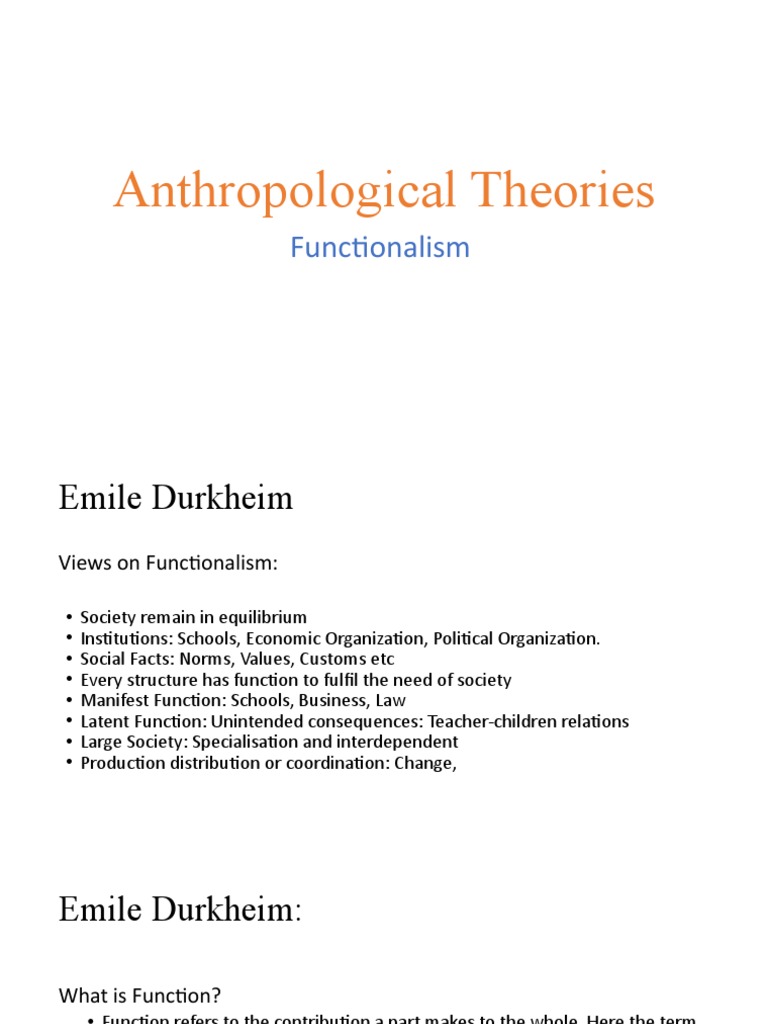 Anthropological Theories: Functionalism | PDF | Social Structure ...