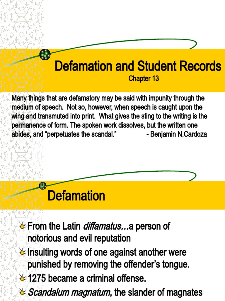 Defamation and Student Records | PDF | Defamation | Public Law