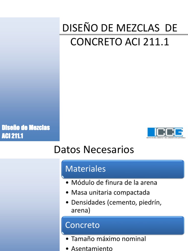 Diseño de Mezclas de Concreto ACI 211 | PDF | Hormigón | Entorno natural