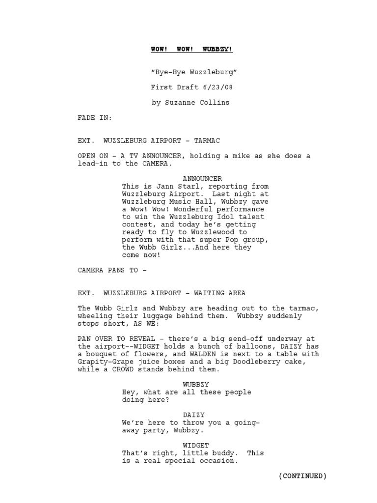 "Bye Bye Wuzzleburg" Script | PDF