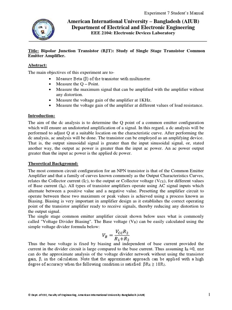 Electronic Devices Lab - Exp - 7 - Student - Manual (Summer 18-19 ...