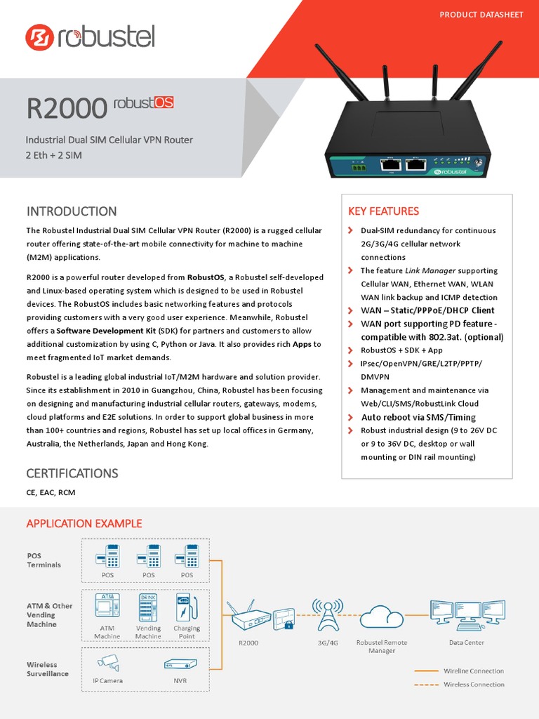 Robustel r2000 VPN Router Ficha Tecnica en | PDF | Virtual Private ...