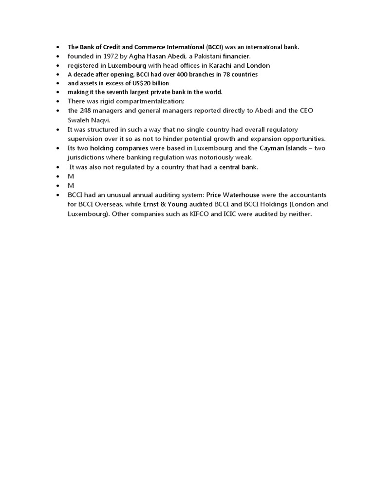 BCCI Scam | PDF | Financial Services | Banking