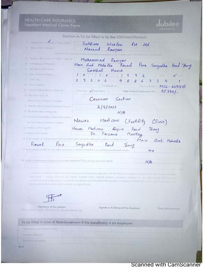 Maternity Claim Form | PDF