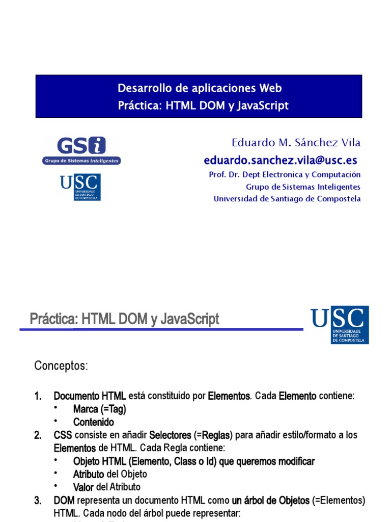 DAW Javascript DOM 2022 | PDF | HTML | Modelo de objeto de documento