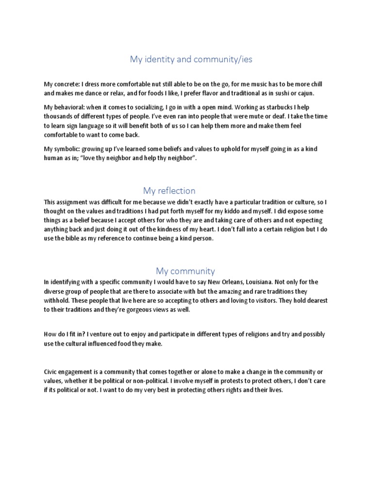 My Identity and Community | PDF