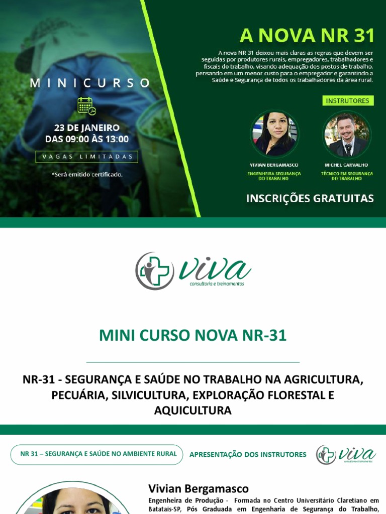 Treinamento sobre a Norma Regulamentadora 31: Segurança e Saúde no ...