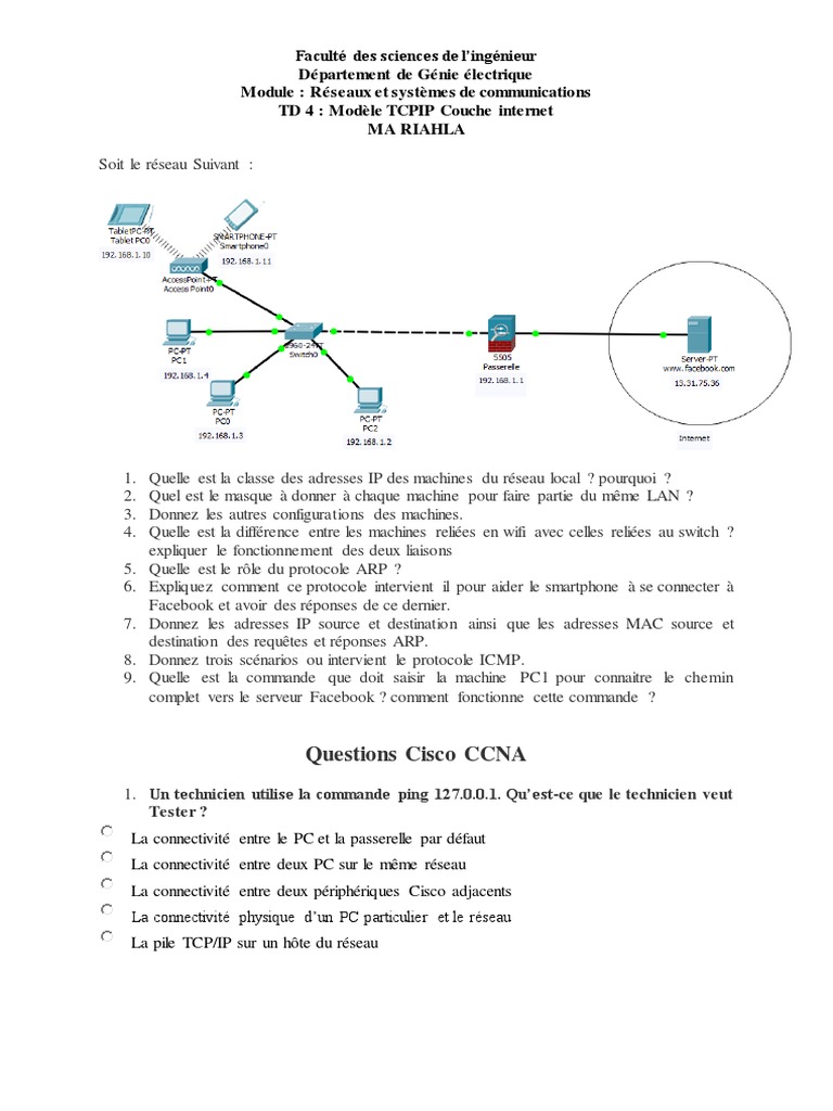 TD 4 - TCPIP Couche Internet | PDF | Suite des protocoles Internet | Protocoles Internet