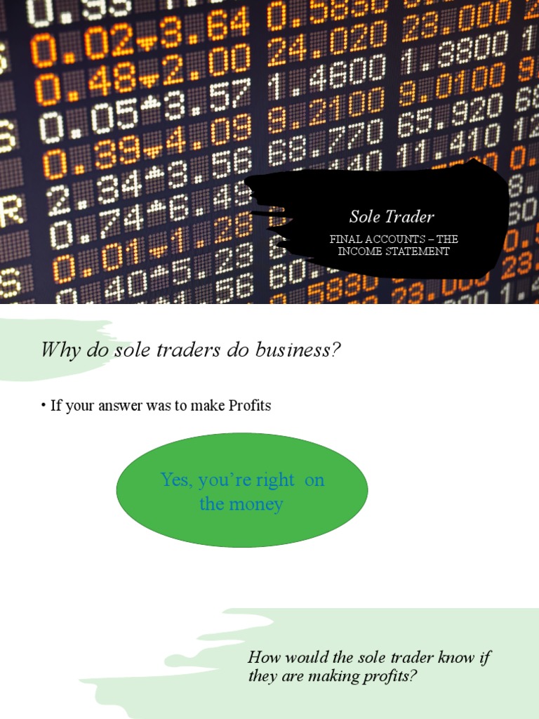 Sole Trader: Final Accounts - The Income Statement | PDF | Income ...