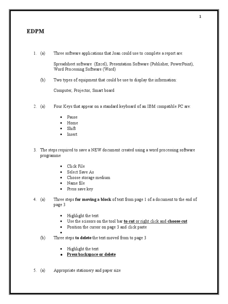 Edpm Notes Pdf Word Processor Computer File