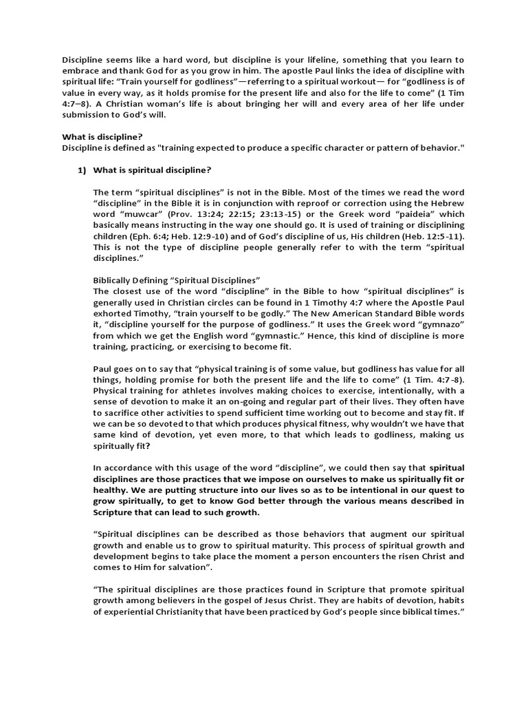 Spiritual Disciplines | PDF | Disciplines | Spiritual Practice