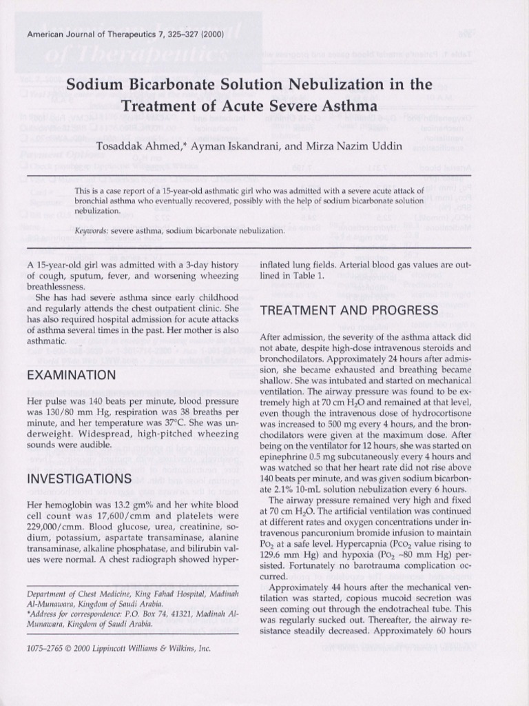 Sodium Bicarbonate Solution Nebulization in The Treatment of Acute ...
