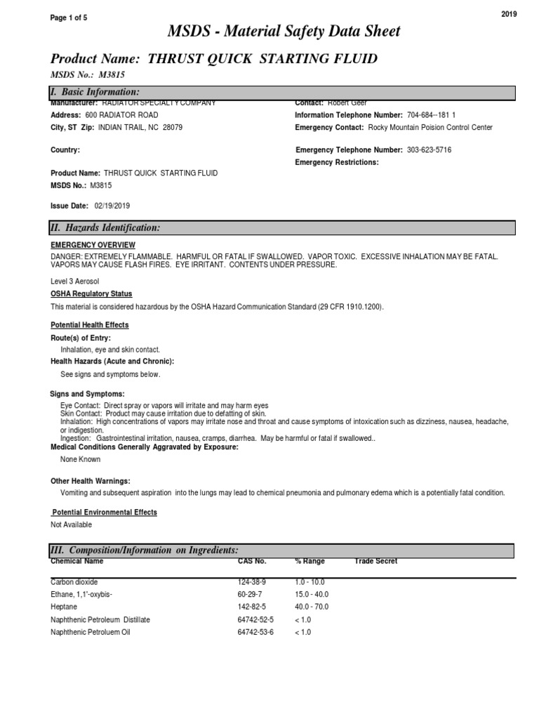 Eter Spray - STARTING FLUID | PDF | Water | Dangerous Goods