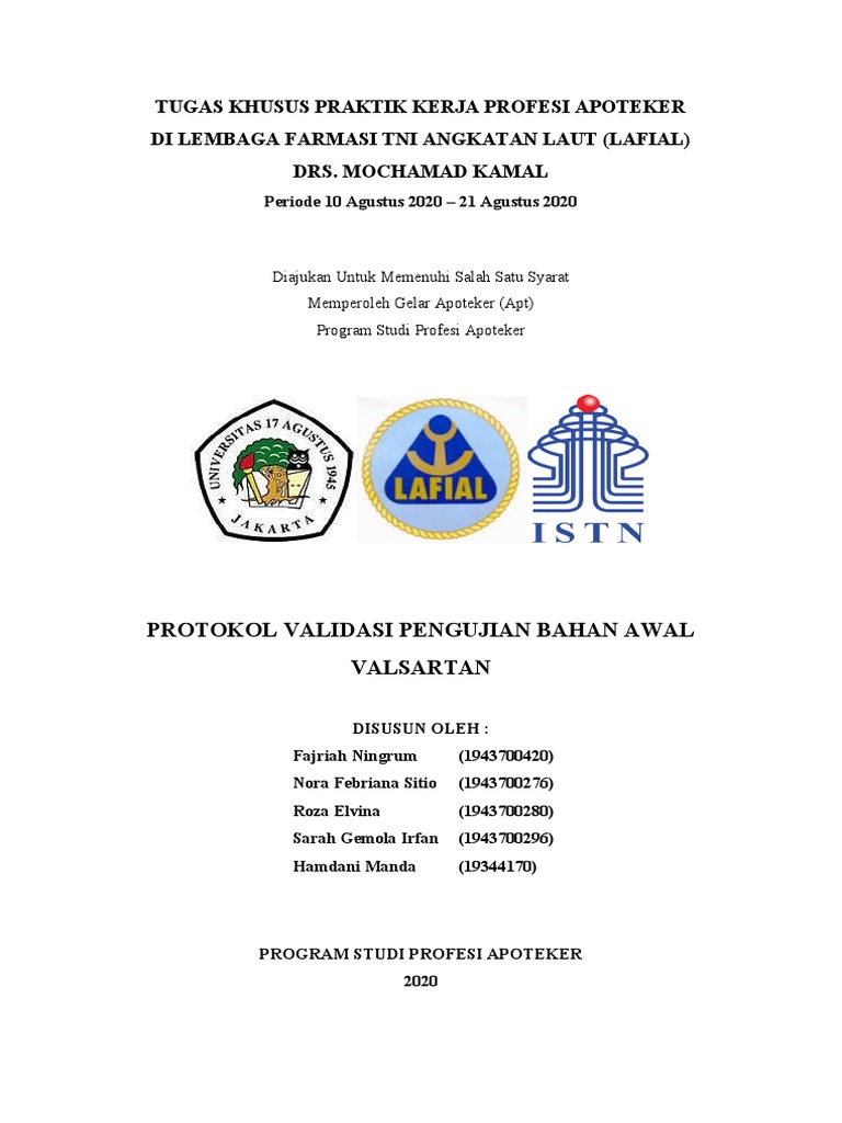 Protap Validasi Analisa Penetapan Kadar Bbo Valsartan | PDF