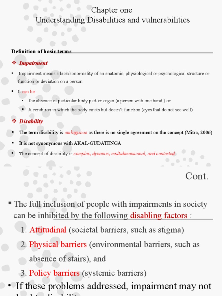 Definition of Basic Terms: Impairment | PDF | Inclusion (Education ...
