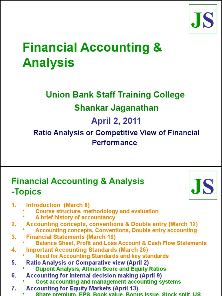 Financial Accounting & Analysis: Union Bank Staff Training College ...