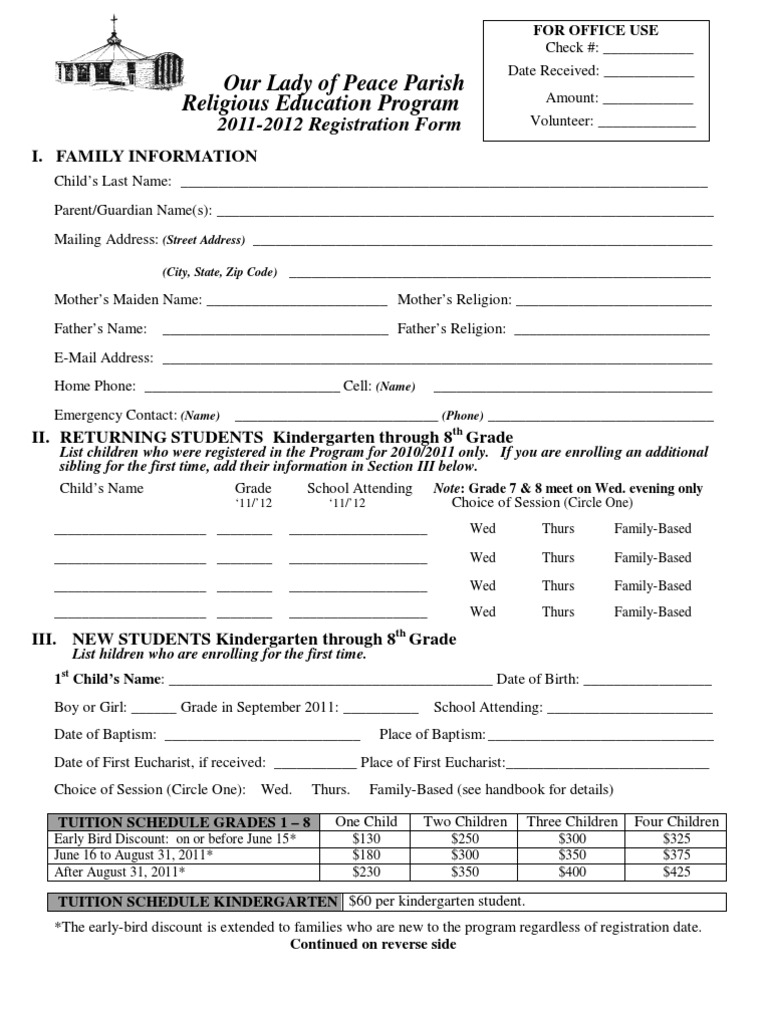 Our Lady of Peace Parish Religious Education Program: 2011-2012 ...