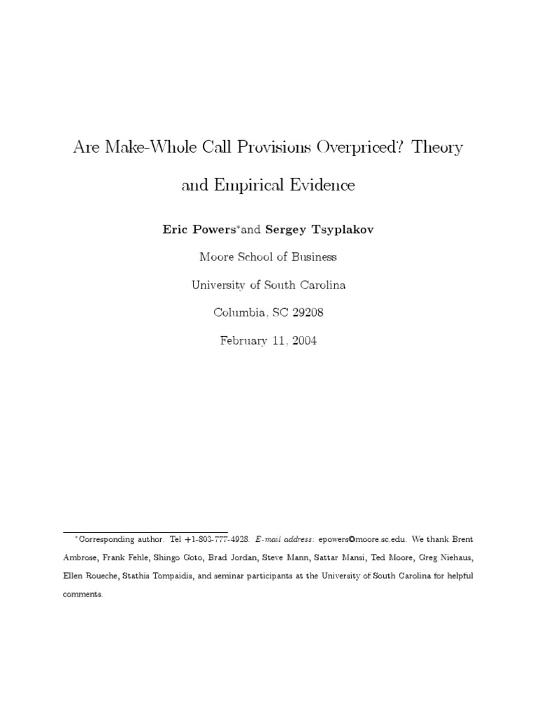 Make Whole Call | PDF | Yield Spread | Bonds (Finance)