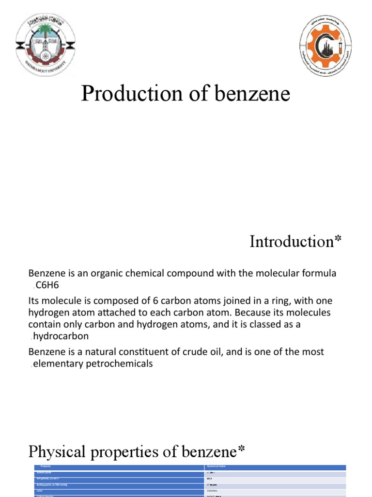 Production of Benzene | PDF | Benzene | Toluene