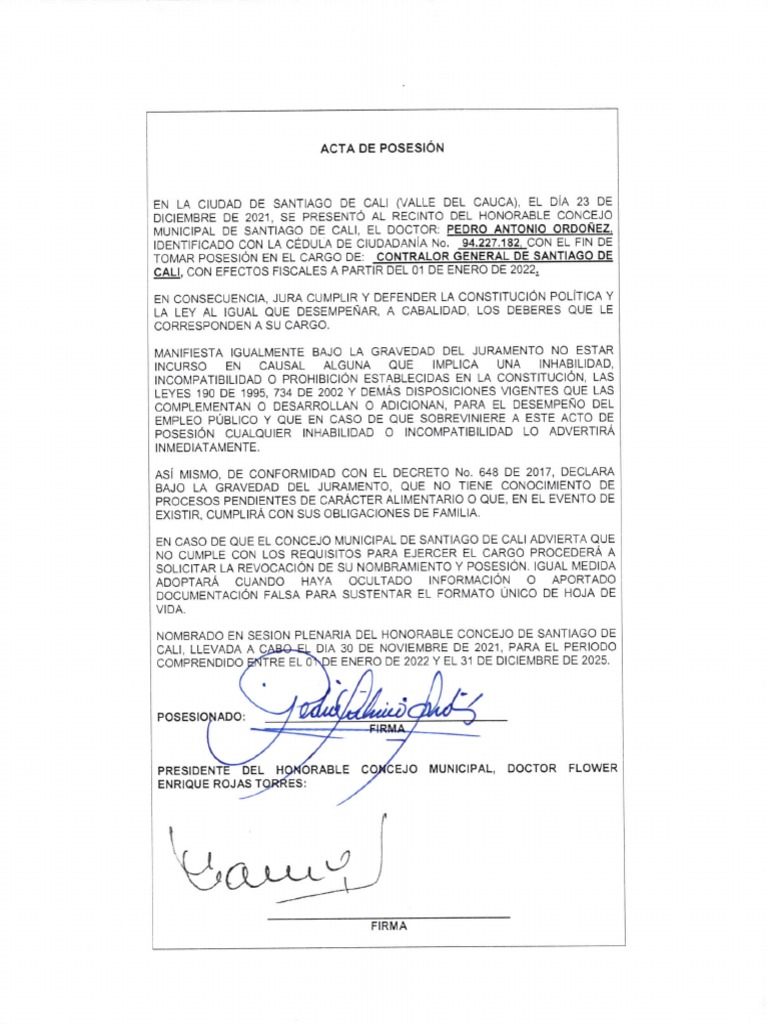 Acta de Posesión | PDF