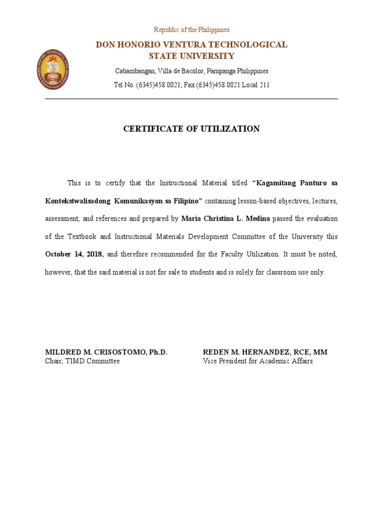 CERTIFICATE OF UTILIZATION Mam Tina | PDF | Languages | Foreign ...