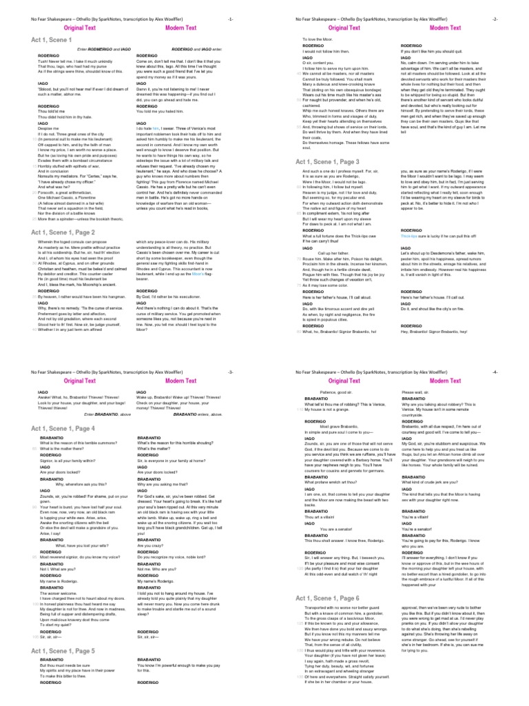 No Fear Shakespeare Othello Print | PDF | Othello | Iago
