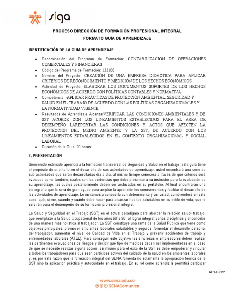 Gfpi-F-019 - Guia - de - Aprendizaje Transversal SST | PDF | Ciencias de la Salud