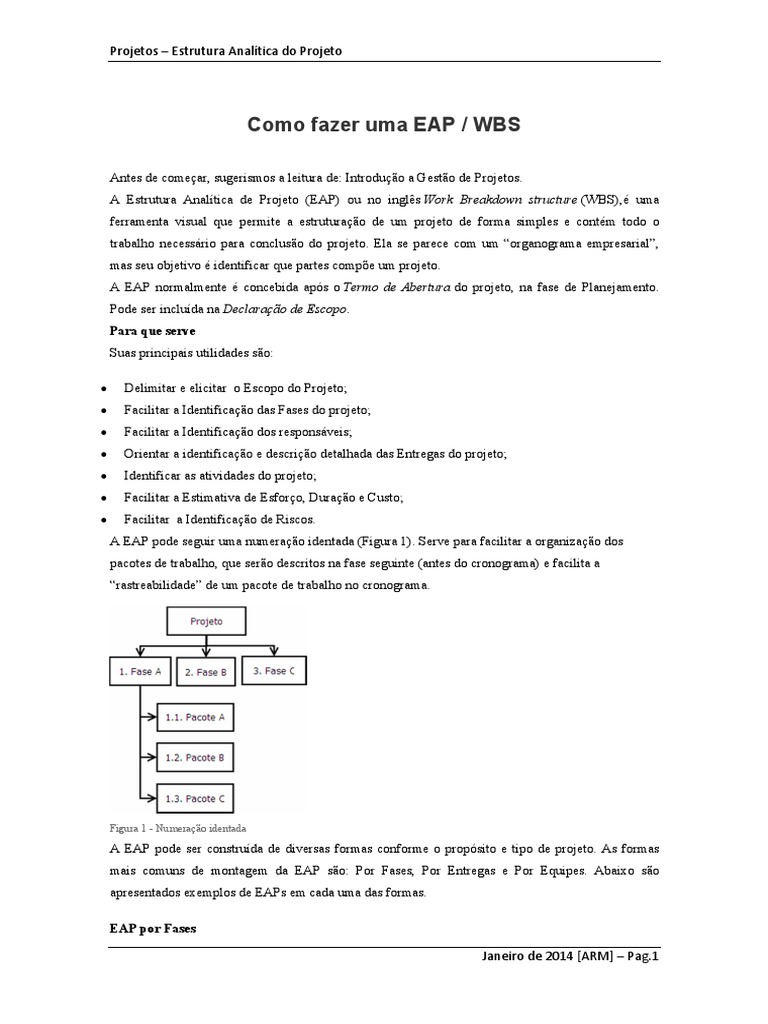 Como Montar Uma Eap - Projetos | PDF | Ciência de Sistemas | Engenharia ...