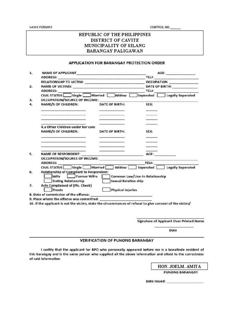 Vawc Form No. 3 | PDF