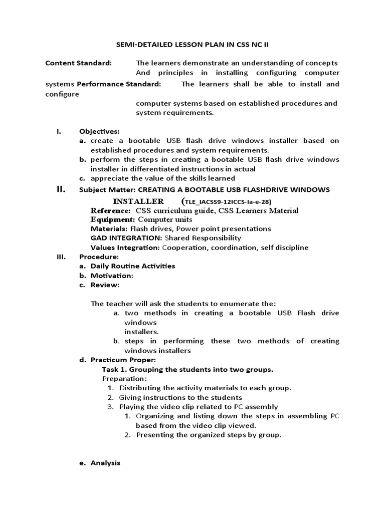 LESSon Plan CSS | PDF | Lesson Plan | Differentiated Instruction