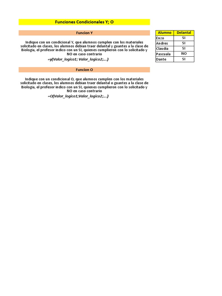 Funciones SI - Y - O | PDF