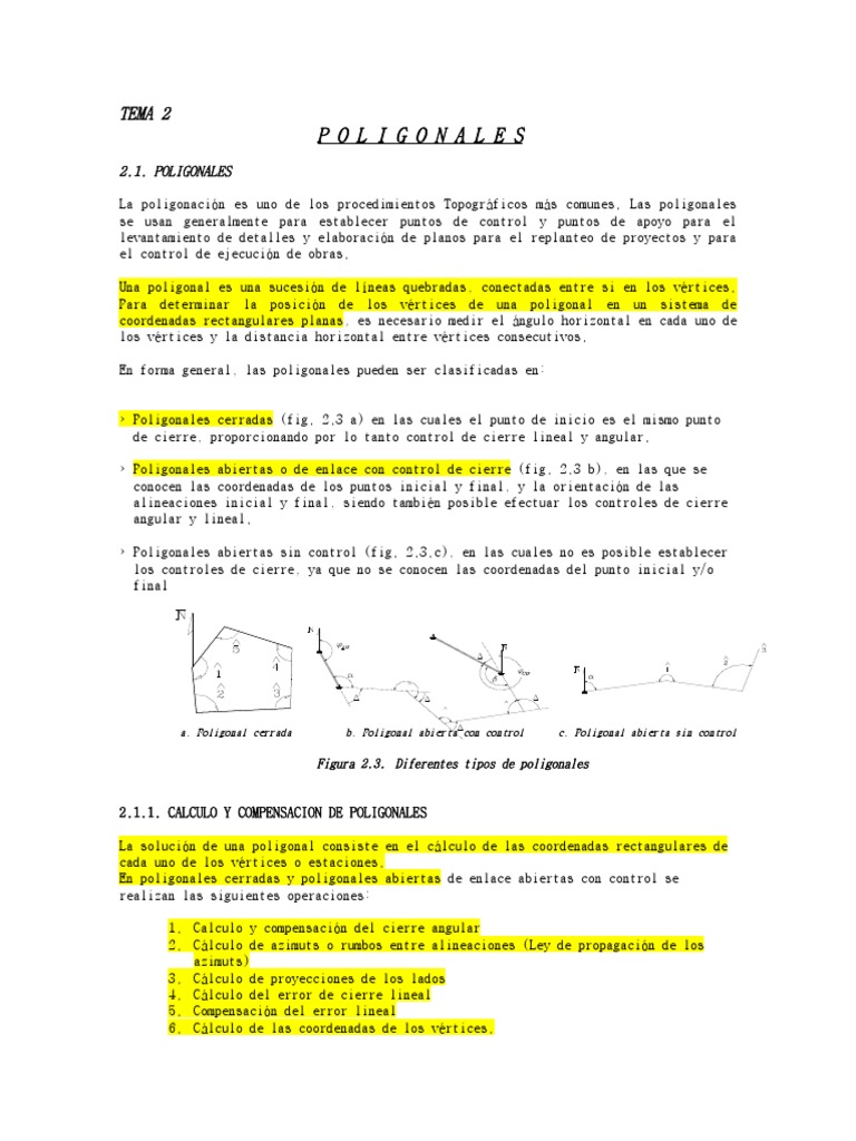 Poligonales Abiertas en Topografía | PDF | Medición | Ángulo