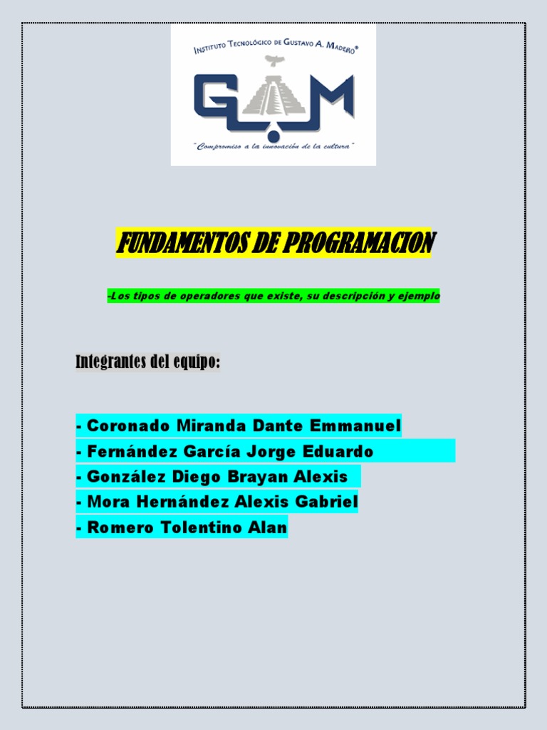 Tipos de Operadores | PDF | Puntero (Programación de computadora) | Poco