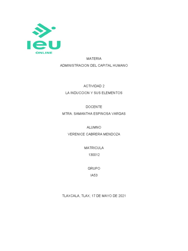 Cabrera Mendoza Verenice Actividad Induccion y Sus Elementos | PDF | Razonamiento inductivo ...