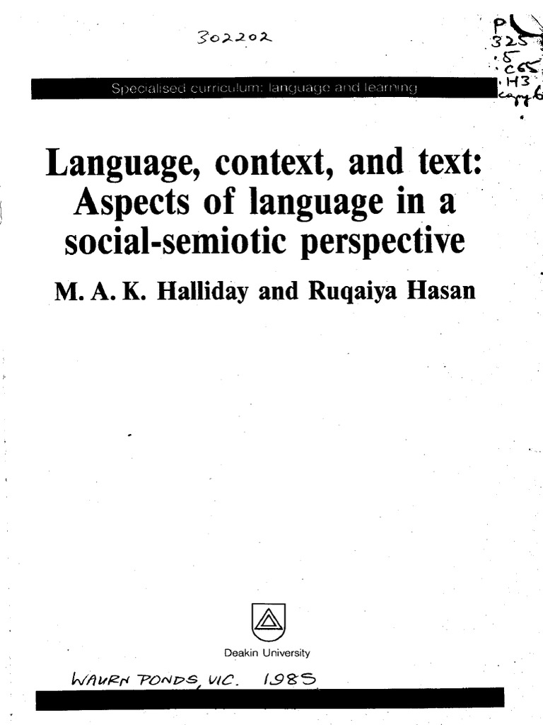 Language, Context and Text (Halliday Hasan) | PDF